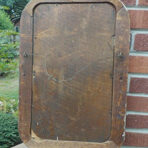 Antique PRIMITIVE Farmhouse , Old Wavy Glass, BROWN Arched Tombstone ...