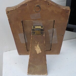 Antique EDWARDIAN Victorian, Small Standing BRASS & Worn Fabric FRAME ...