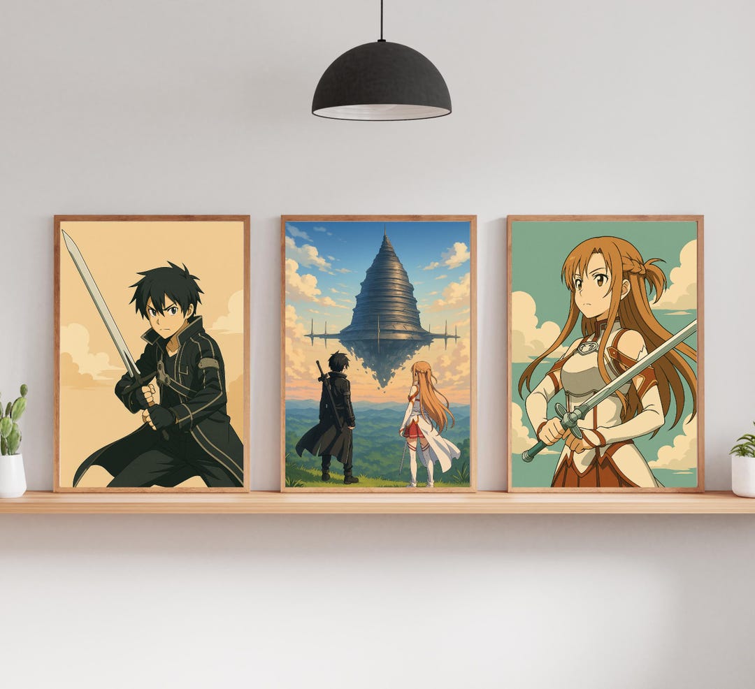 Sword Art Online Wall Art Set of 3 | SAO Anime Poster Bundle | Aincrad ...