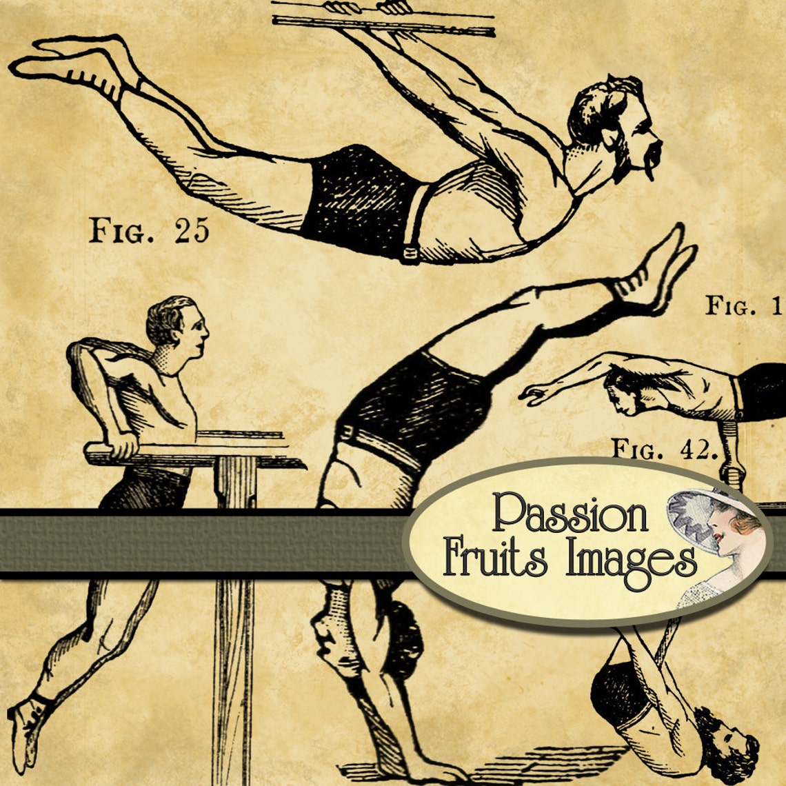 Vintage Acrobatics .PNG Files 25 Digital Image Set and Photoshop .ABR ...