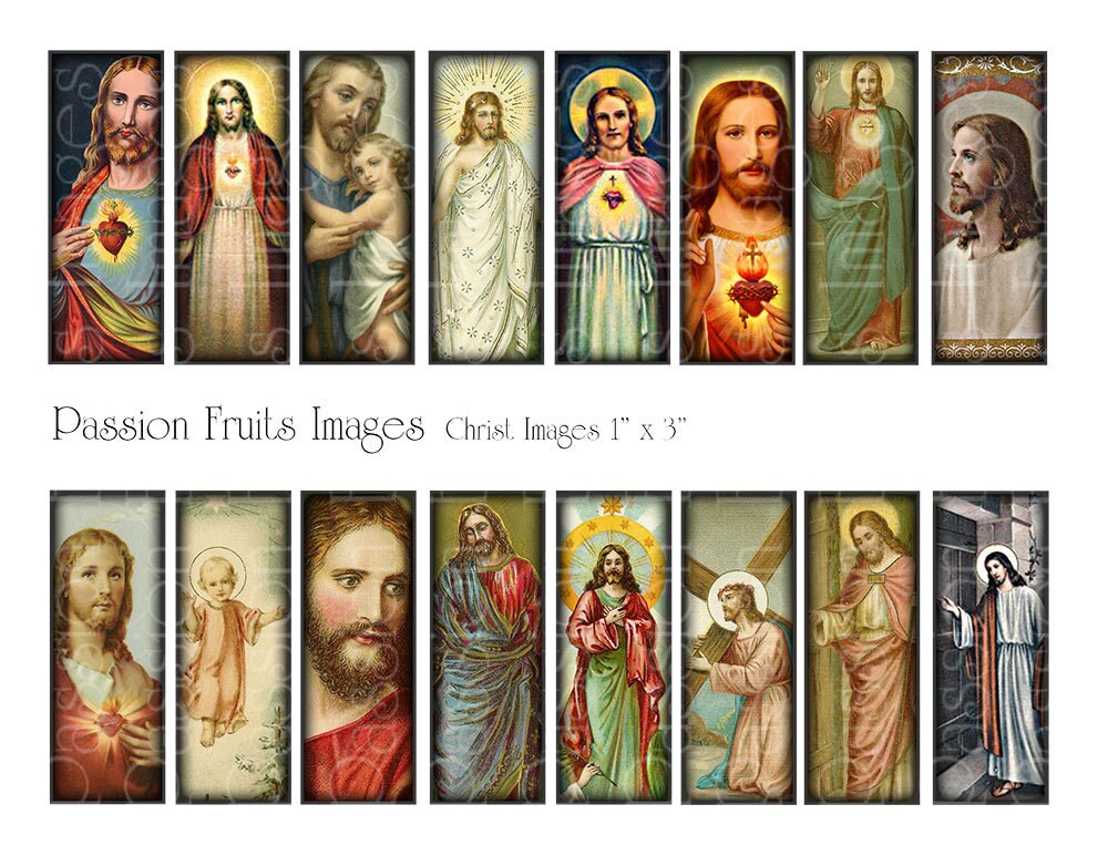 Victorian Christ Images Digital Collage Sheet 1 X 3 Slides-- Instant ...