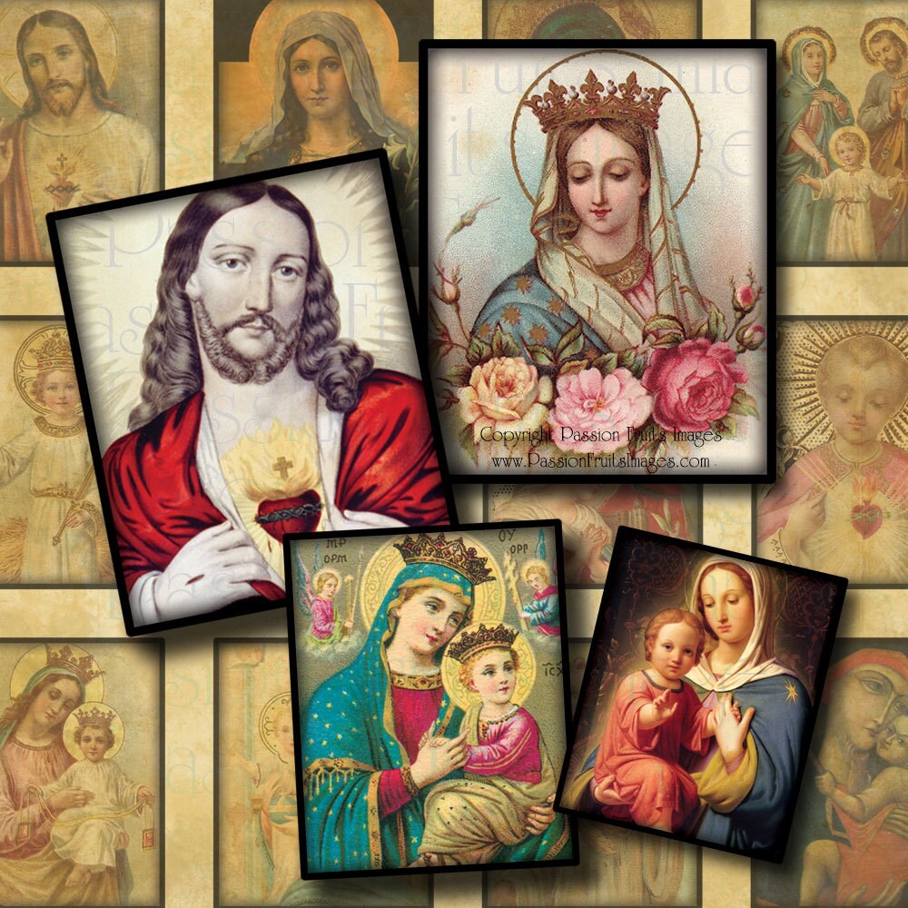 Vintage Holy Images 3/4" X 1 1/4" Rectangles Digital Collage Sheet ...