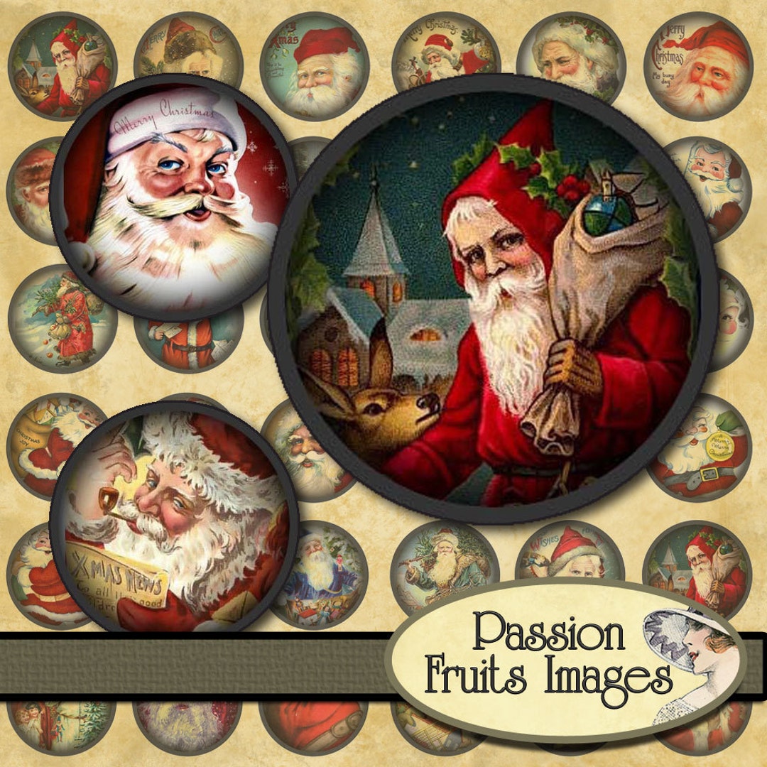 Antique Santa Claus Digital Collage Sheet 1 Inch Round - Etsy