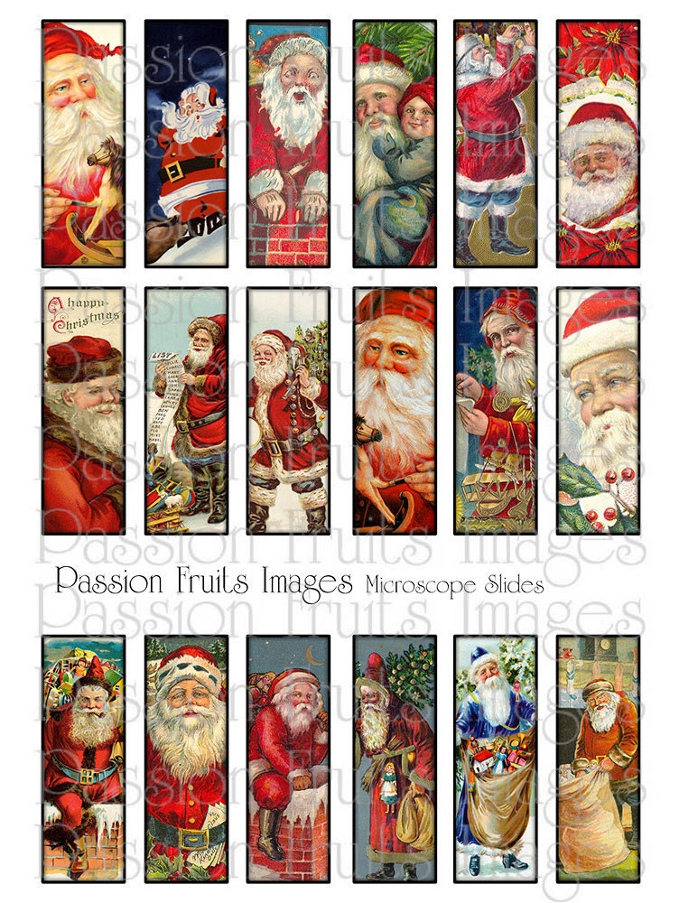 Antique Santa Images Digital Collage Sheet 1 X 3 Inch Slides Instant ...