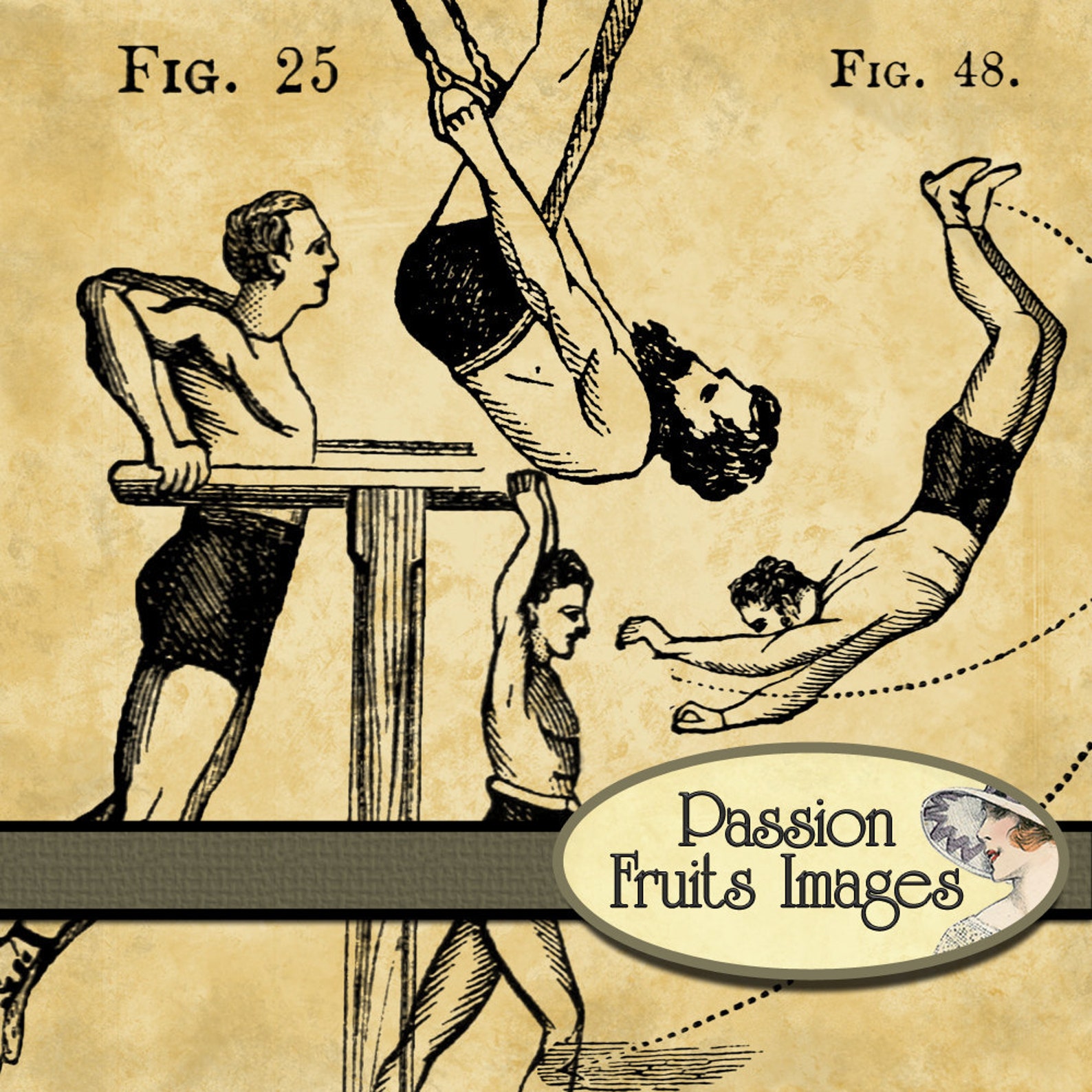 Vintage Acrobatics .PNG Files 25 Digital Image Set and Photoshop .ABR ...
