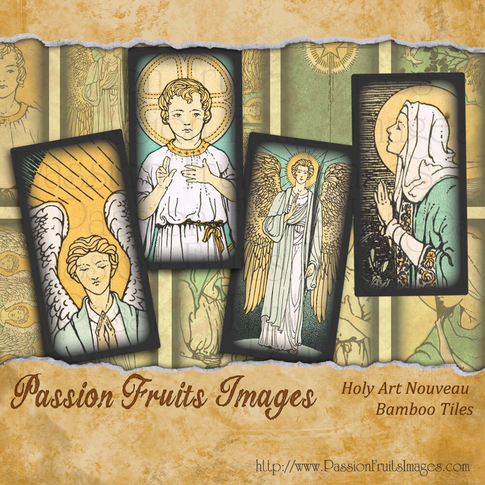 Vintage Holy Images Digital Collage Sheet- Bamboo Tiles - Etsy