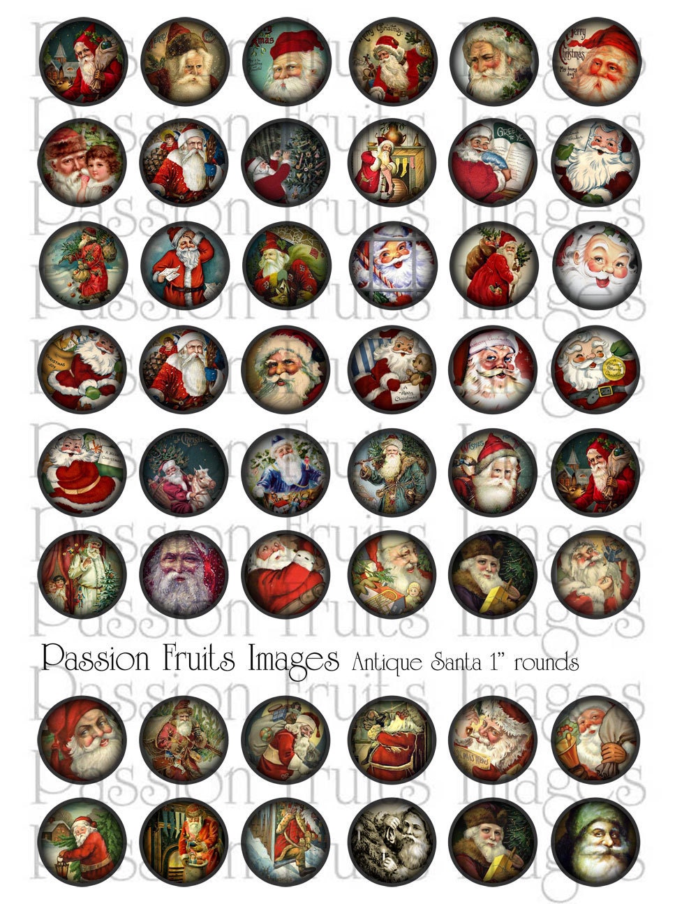 Antique Santa Claus Digital Collage Sheet 1 Inch Round - Etsy