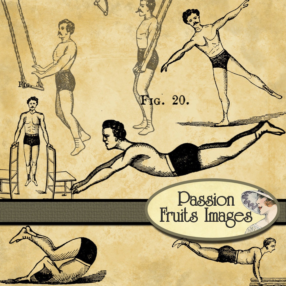 Vintage Acrobatics .PNG Files 25 Digital Image Set and Photoshop .ABR ...