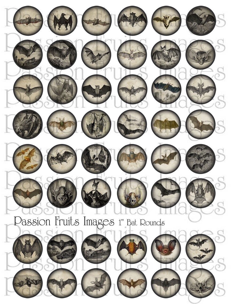 Antique Bat Images Halloween Digital Collage Sheet- 1" Bottlecaps ...
