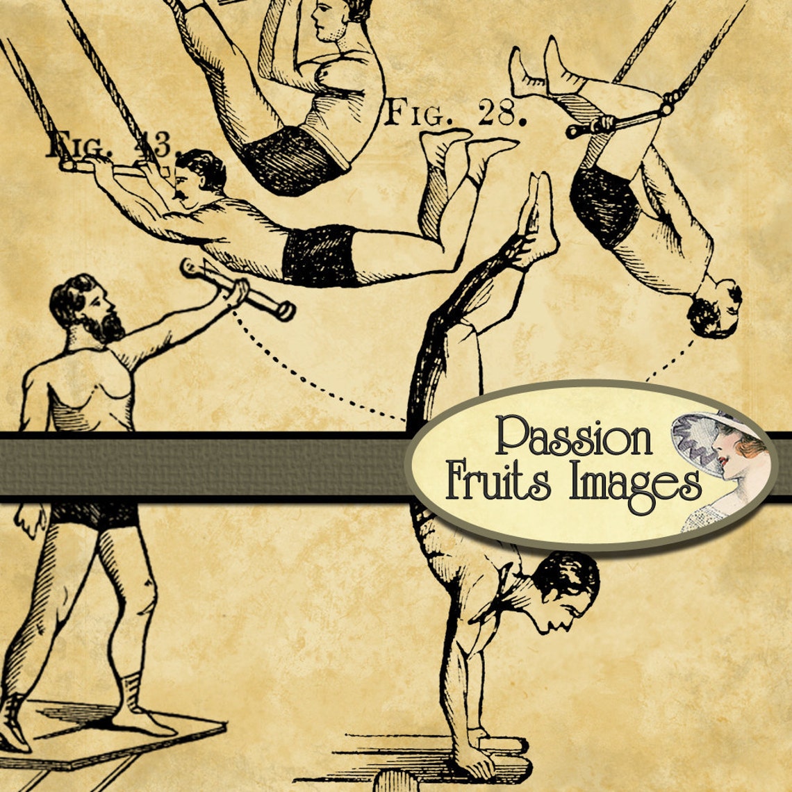 Vintage Acrobatics .PNG Files 25 Digital Image Set and - Etsy