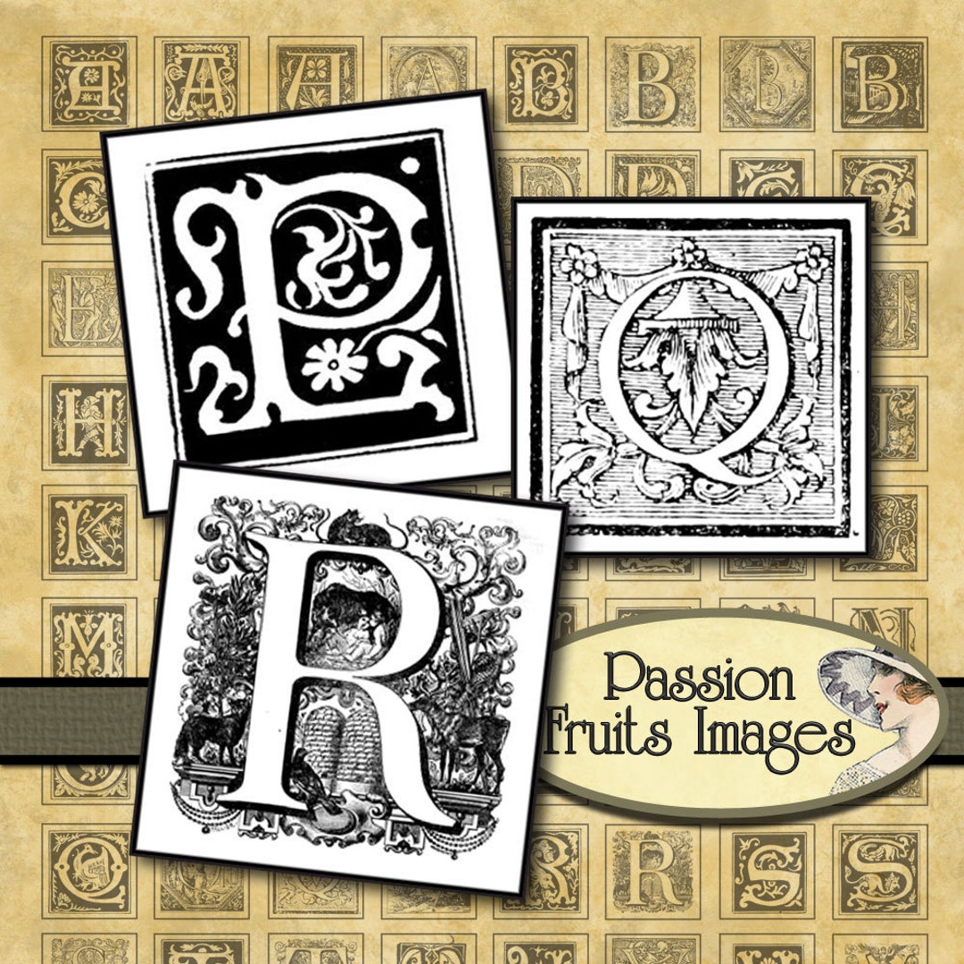 Black and White Alphabet Monogram .75" Square Tiles Digital Collage ...