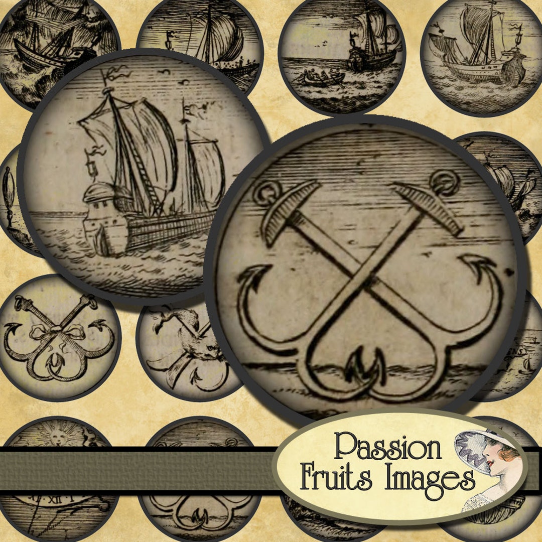 Ancient Nautical Symbols 1" Rounds Digital Collage Sheet--instant ...