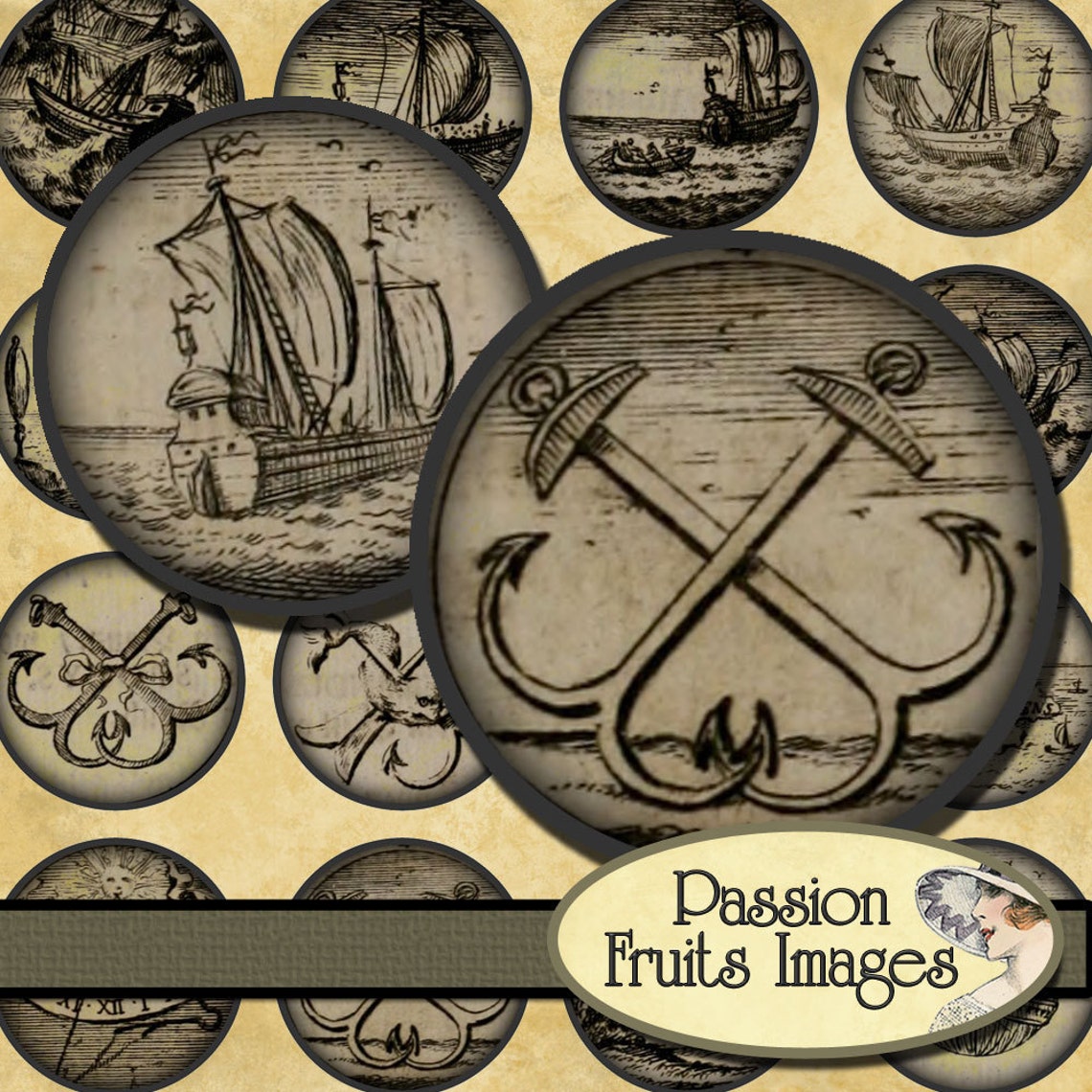 Ancient Nautical Symbols 1" Rounds Digital Collage Sheet--instant ...