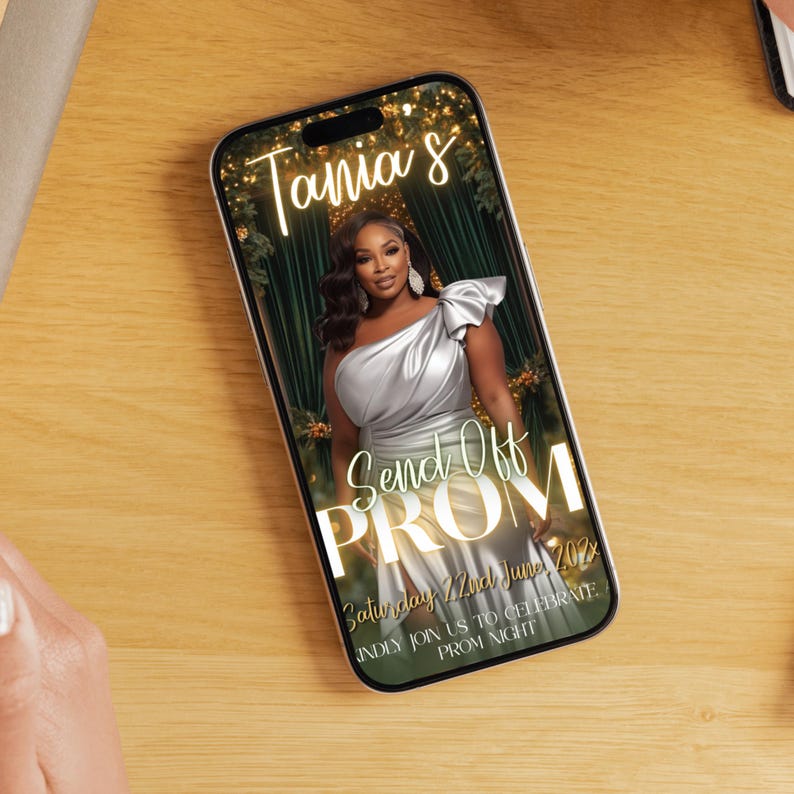 Prom Send off Invitation Template, Green Gold Prom Invite, Animated ...