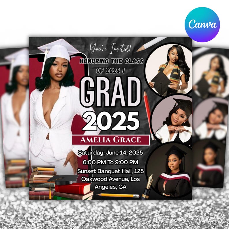 Editable Graduation Party Invitation: Class of 2025 Canva Template ...