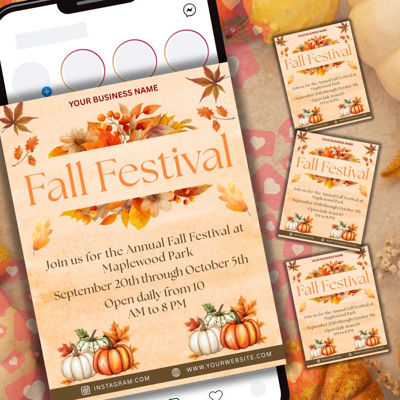 Fall Festival Flyer Template: DIY Harvest Party Invitation (canva ...