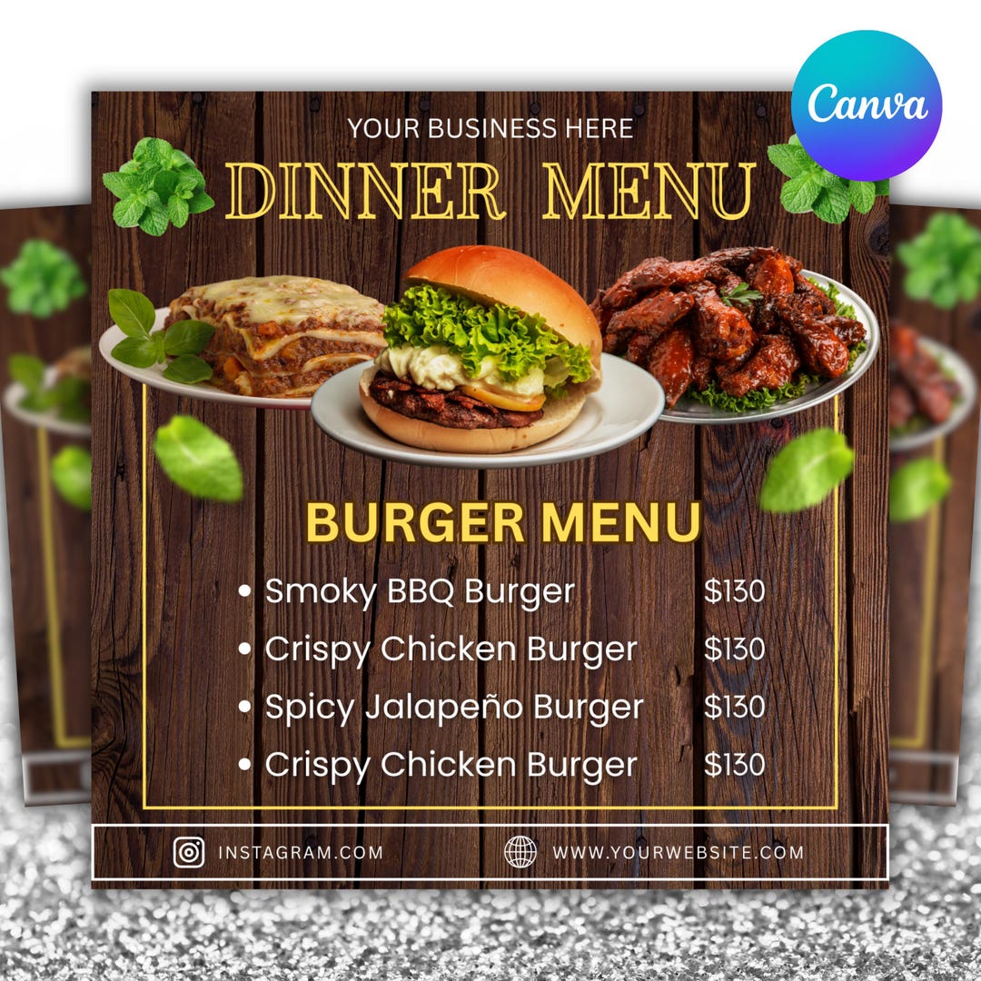 Editable Restaurant Menu Flyer Template: Rustic Wood Design (canva ...