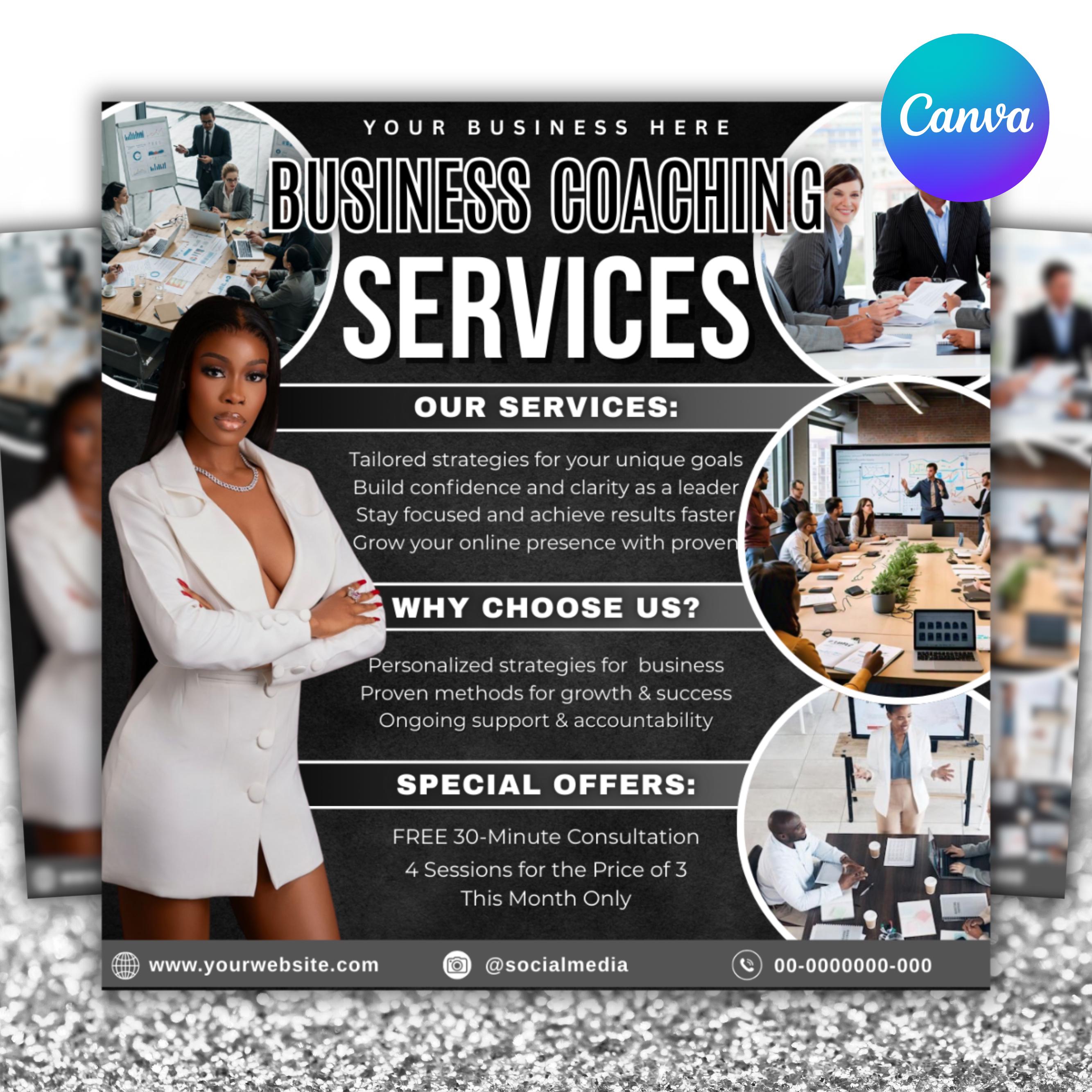 Editable Business Coach Flyer Template: Canva DIY Design - Etsy
