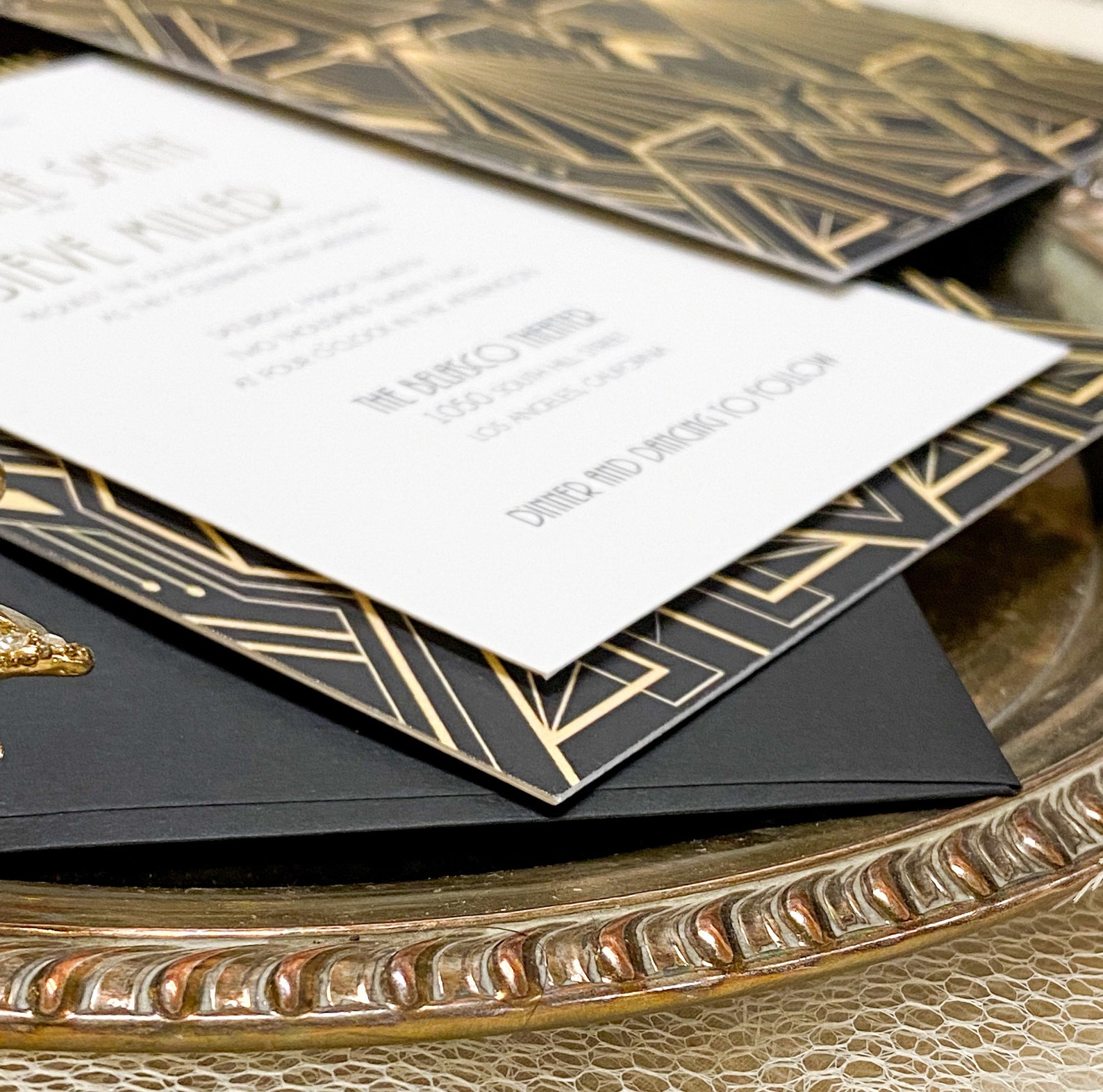 Double Thick Wedding Invitation - Raised Wedding Invitation - Black and ...