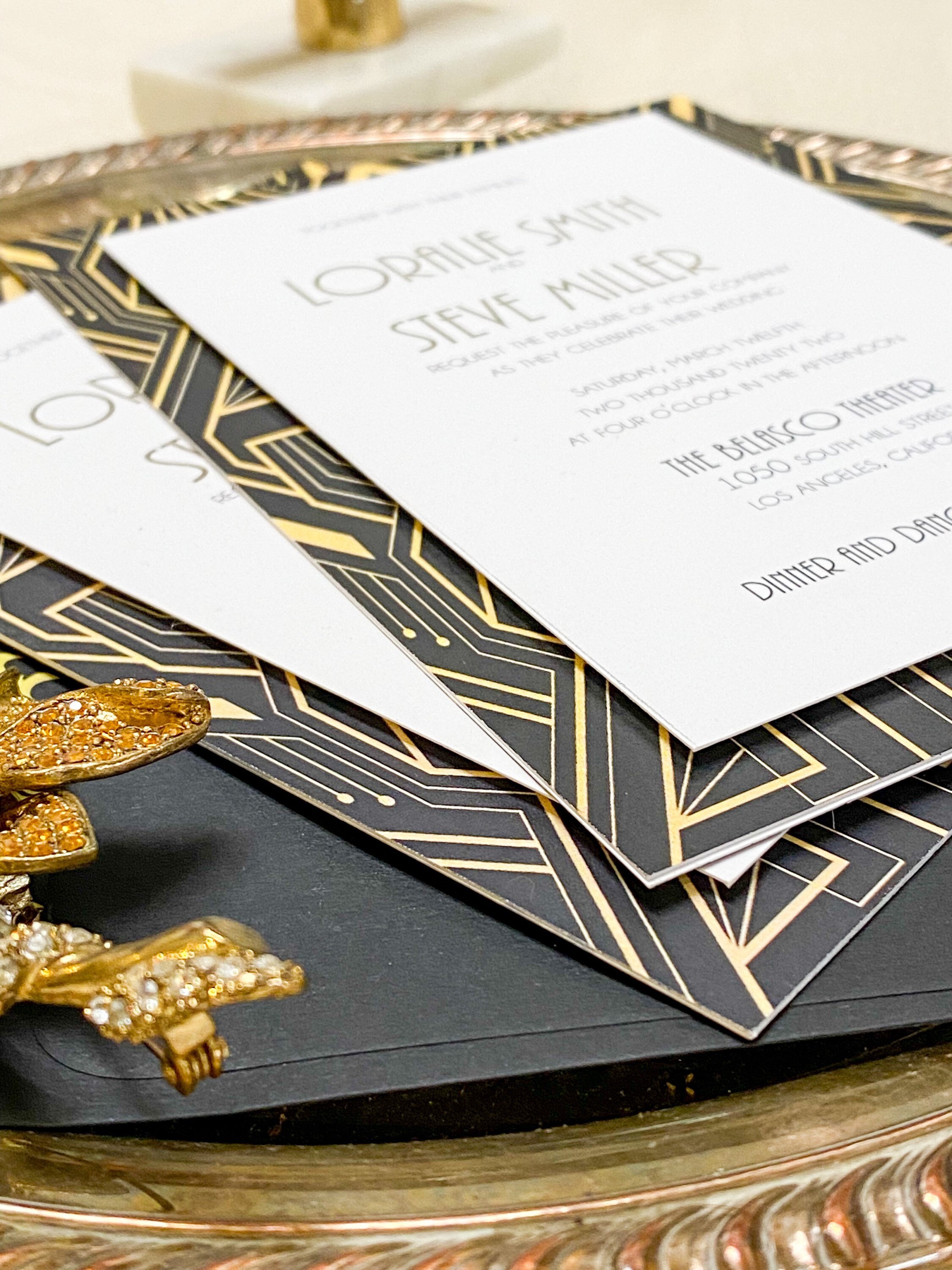 Double Thick Wedding Invitation - Raised Wedding Invitation - Black and ...
