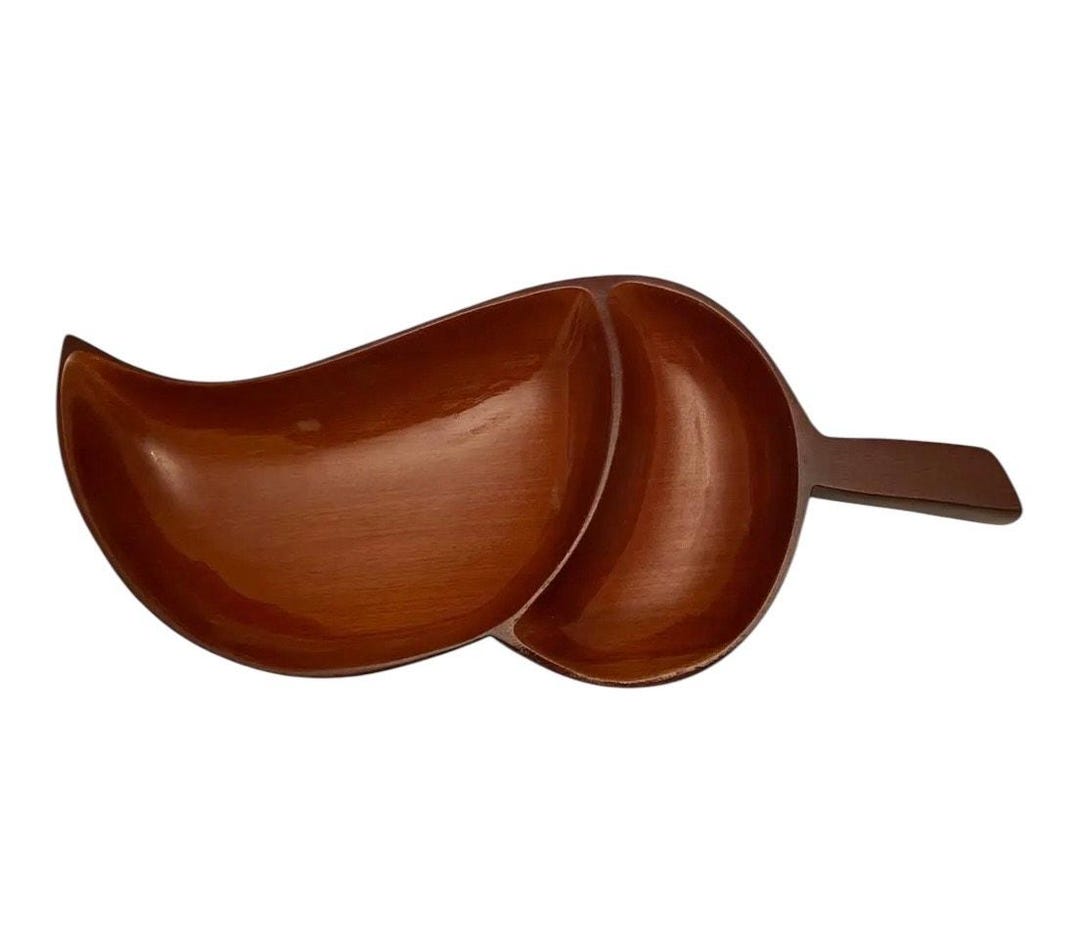 Mid-century Modern Hand Carved Acorn Shape Mahogany Large Two-section ...