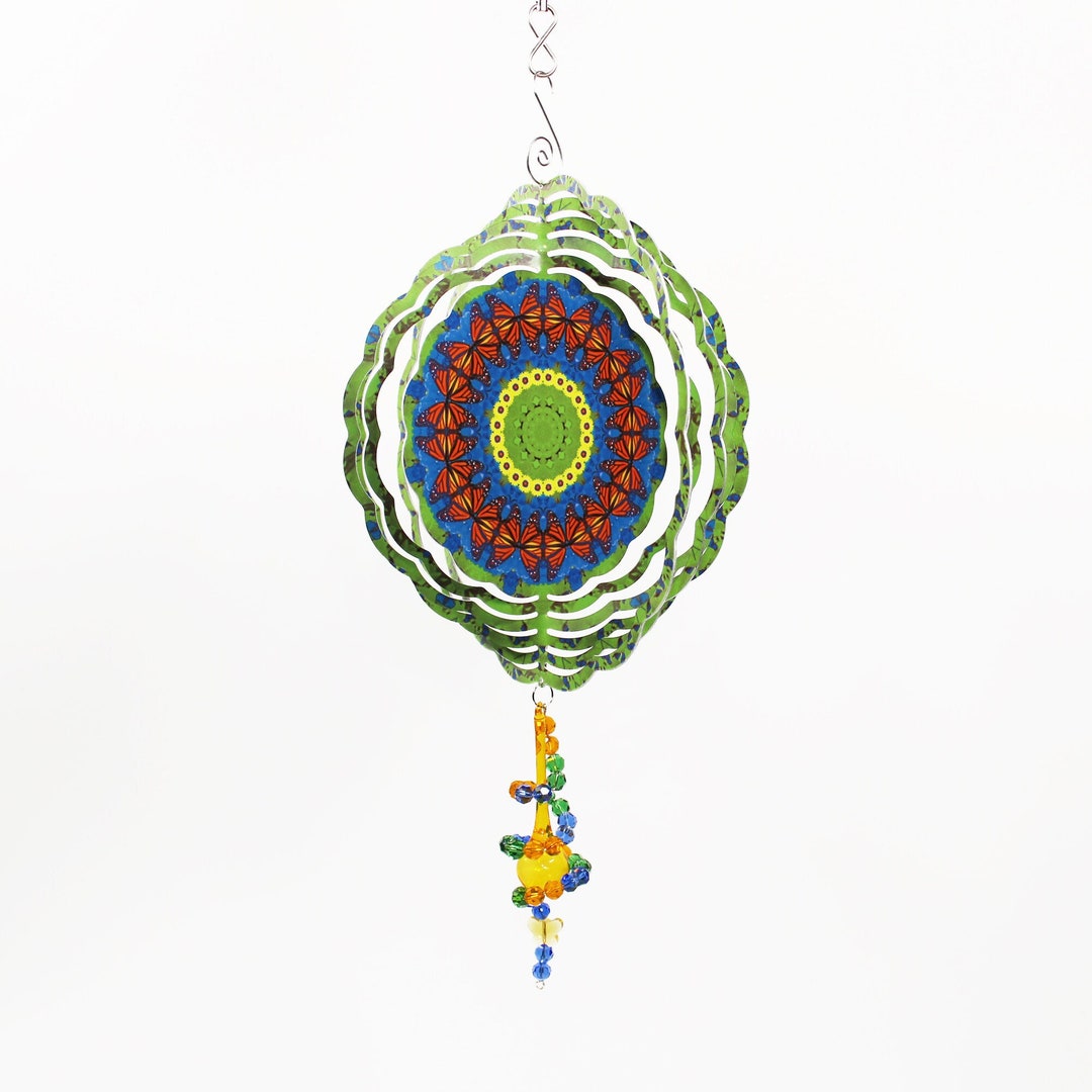 Wind Spinner Kinetic Sculpture of A Monarch Butterfly, Original Mandala ...