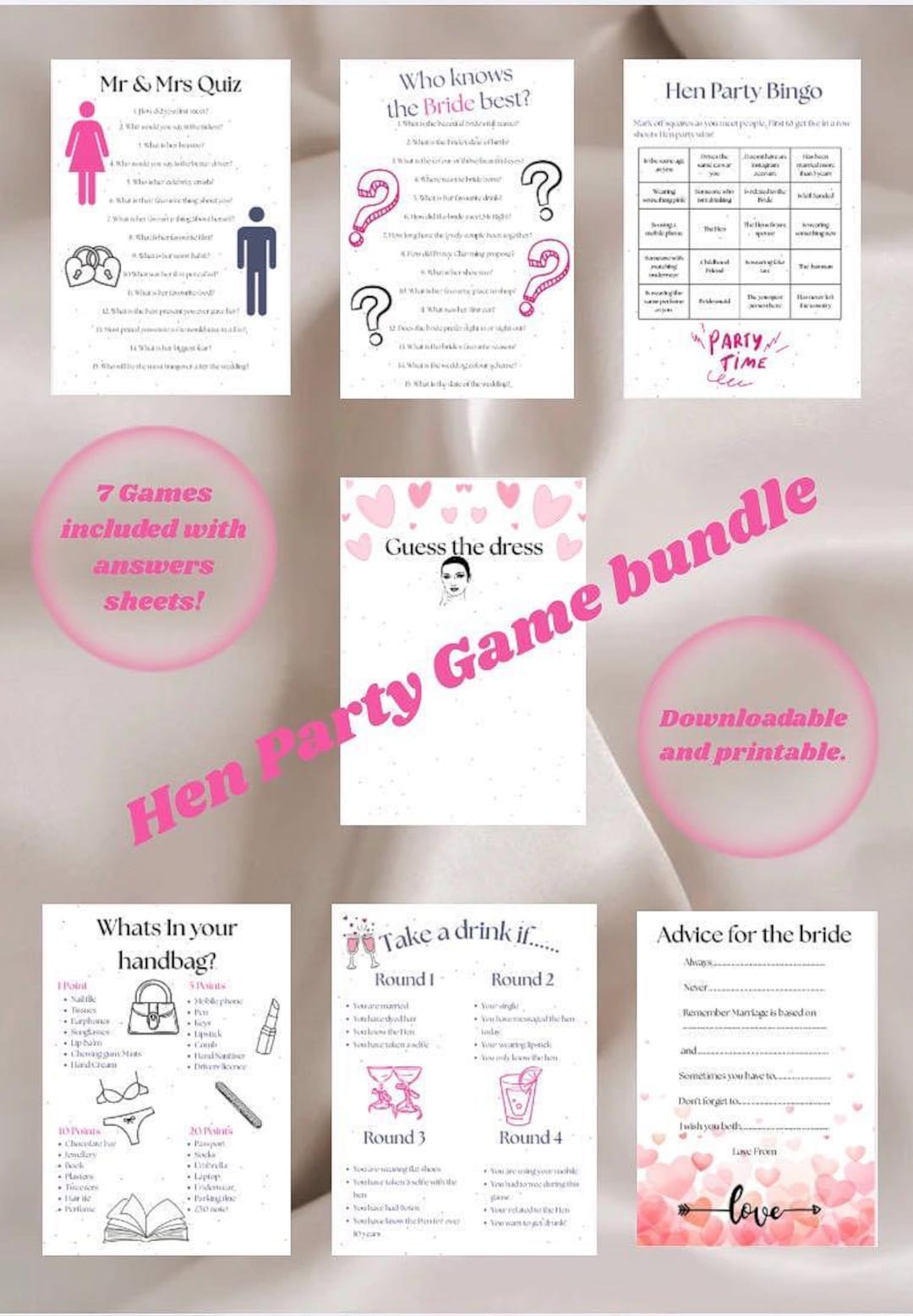 Hen Party Games Bundle | Printable Hen Games | Bridal Shower Activities ...