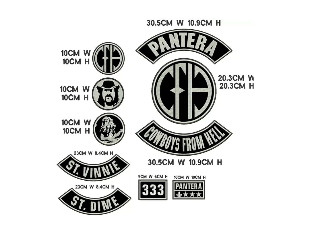 Pantera 'cowboys From Hell' Embroidered Patch Set - Heavy Metal Biker ...