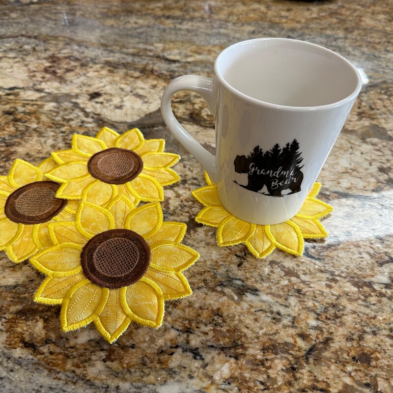 Sunflower Coasters - Etsy