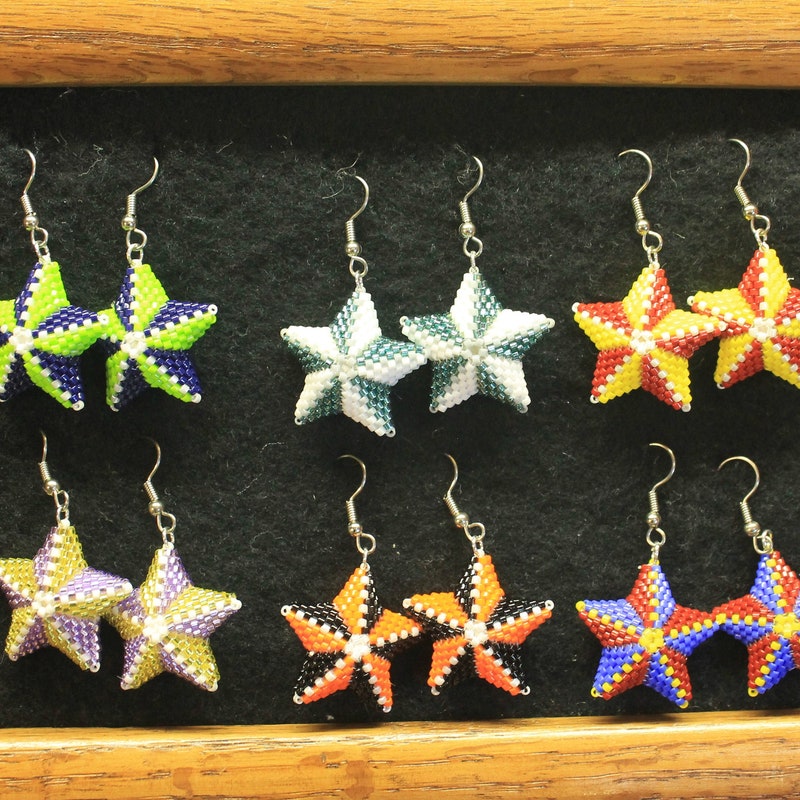 Beaded Star Earrings - Etsy