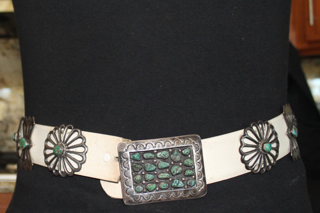Southwestern Native American Concho Belt With Turquoise and Both ...
