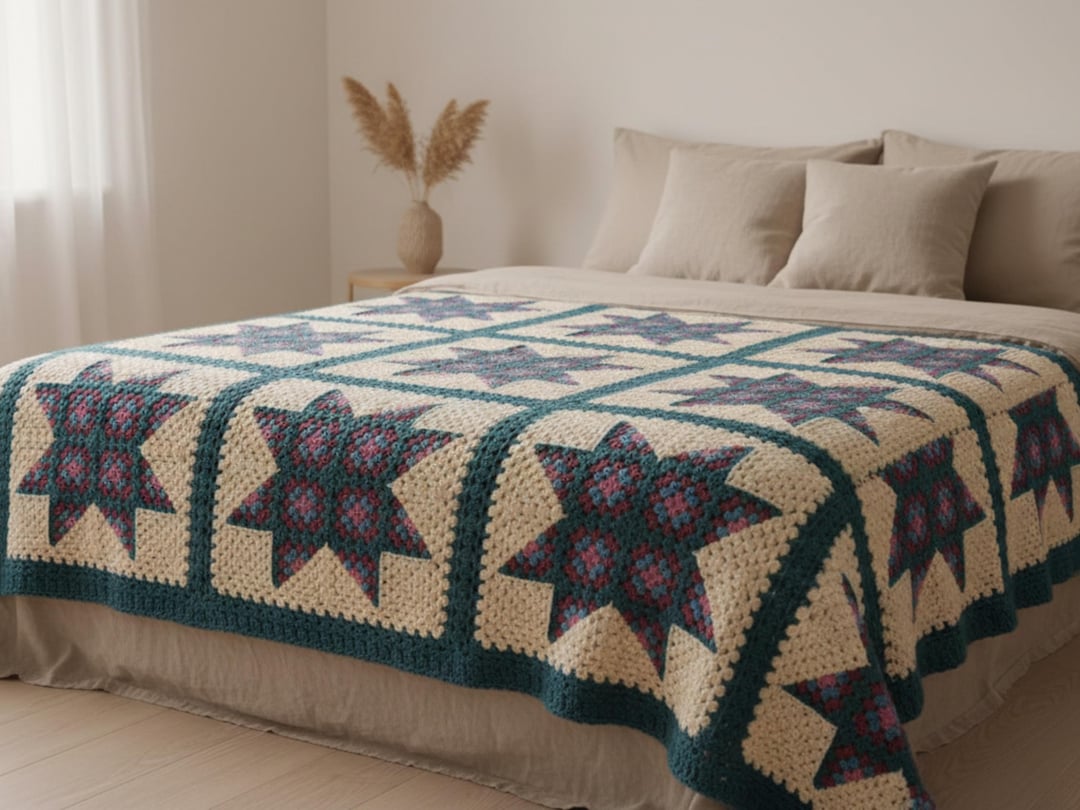 Patchwork Star Quilt Crochet Pattern (digital Download) – Vintage 1980s ...