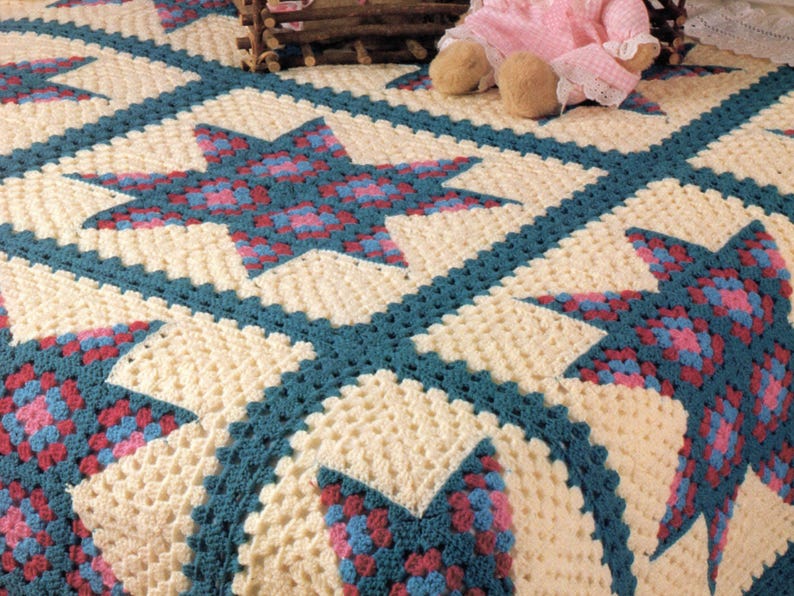 Patchwork Star Quilt Crochet Pattern (digital Download) – Vintage 1980s ...