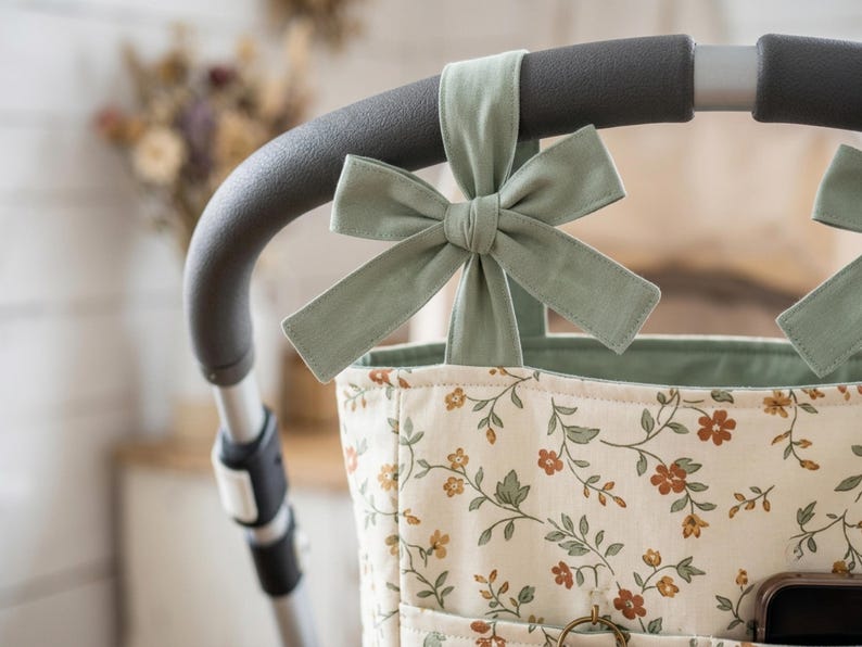 Pram Caddy Sewing Pattern PDF, Bow Stroller Organizer With Pockets ...