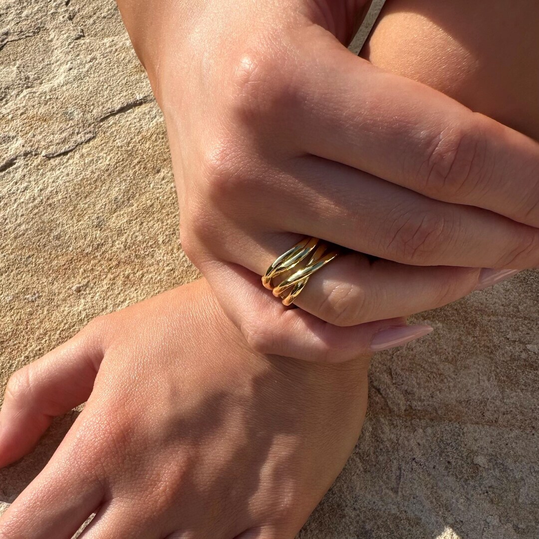 Gold Swirly Rope Ring, Stackable Ring, Dainty Ring, Unique Gold Ring ...