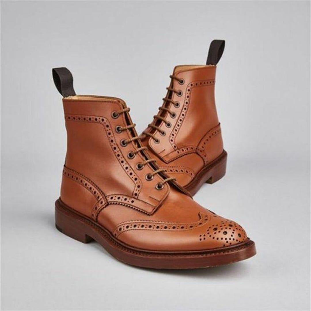 Men's Handmade Leather Wingtip Ankle Boots | Goodyear Welted Wingtip ...