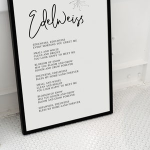 Edelweiss Lyrics, Sound of Music Poster - Etsy