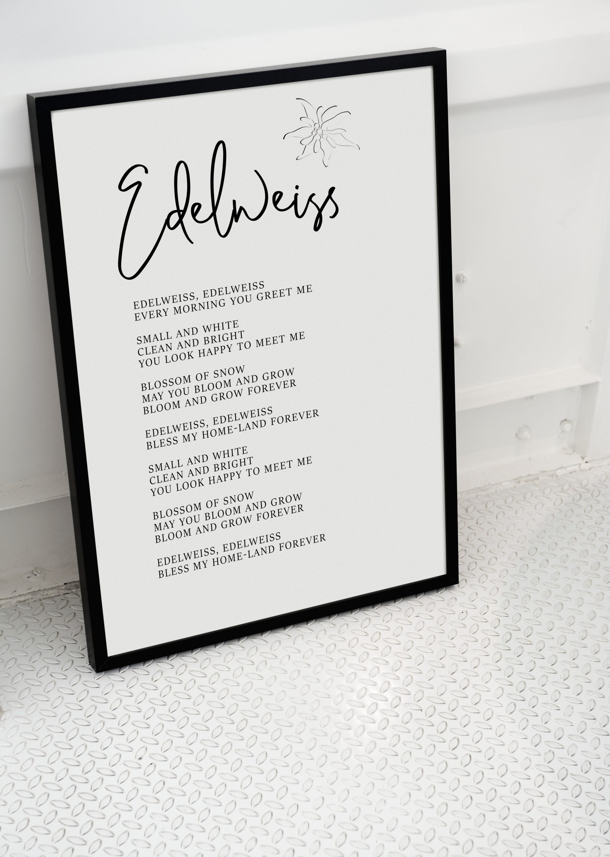 Edelweiss Lyrics Sound of Music Poster - Etsy