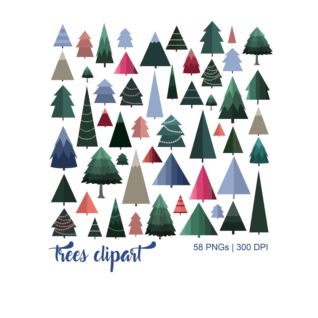 Modern Christmas Tree Clip Art Set for Commercial Use - Etsy