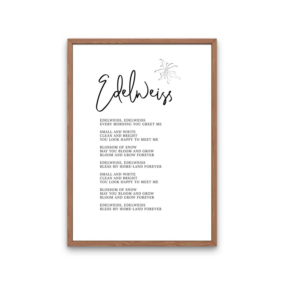 Edelweiss Lyrics, Sound of Music Poster - Etsy