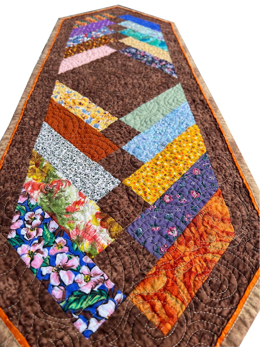 Handmade Quilted French Braid Table Runner, Patchwork Runner, Quilted ...