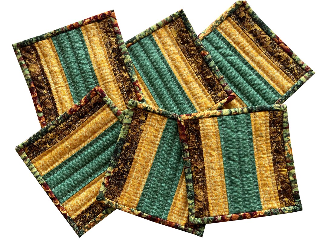 Coasters Set, Quilted Coasters, Handmade Coasters, Fabric Coaster Set ...
