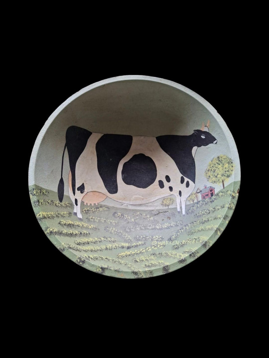 Vintage Warren Kimble Hand Painted Vermont Cow Holstein Cow on Wood ...