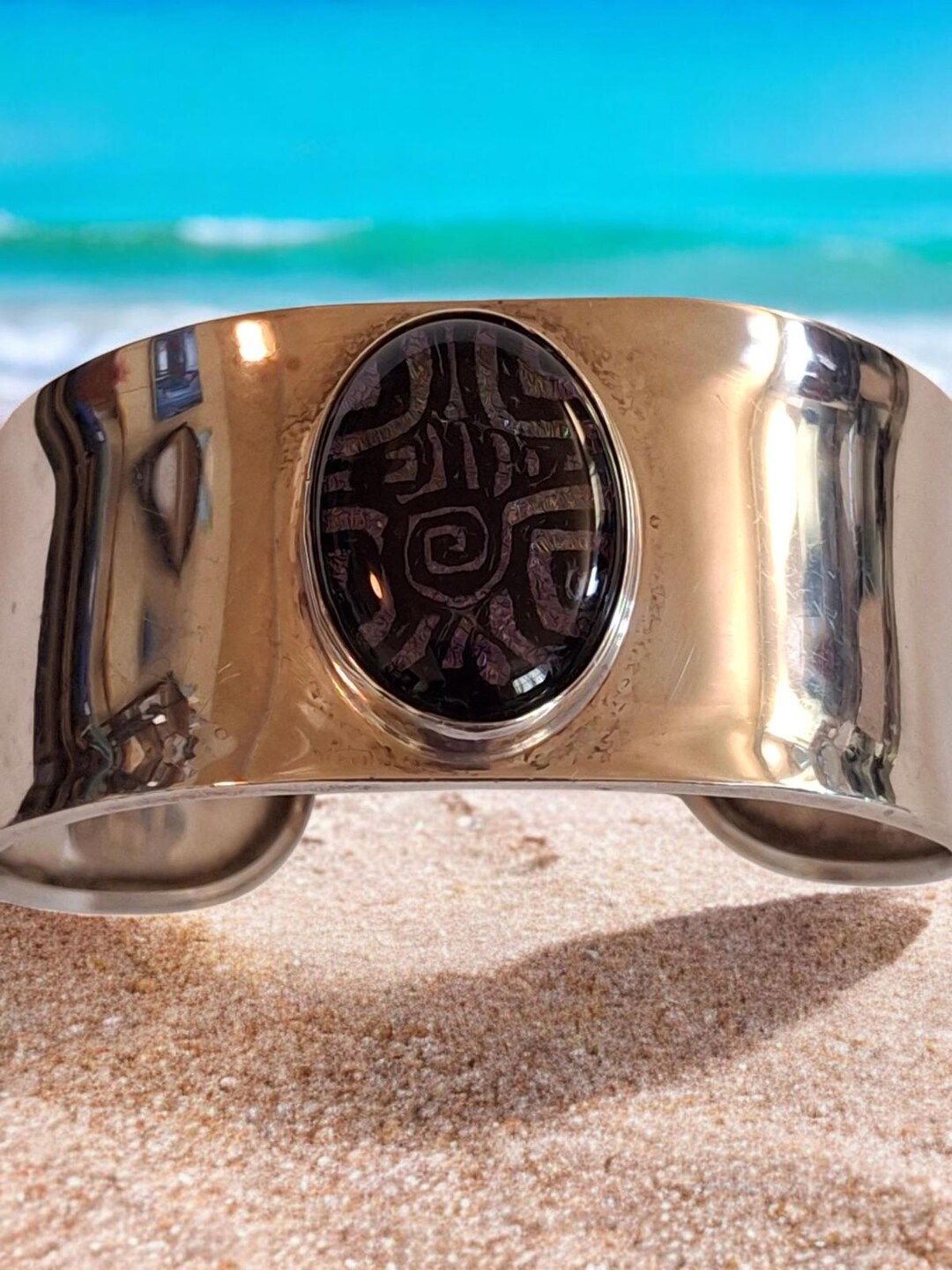Dominque Dinouart Domingo DDD Art Glass Cuff 925 Sterling Silver ...