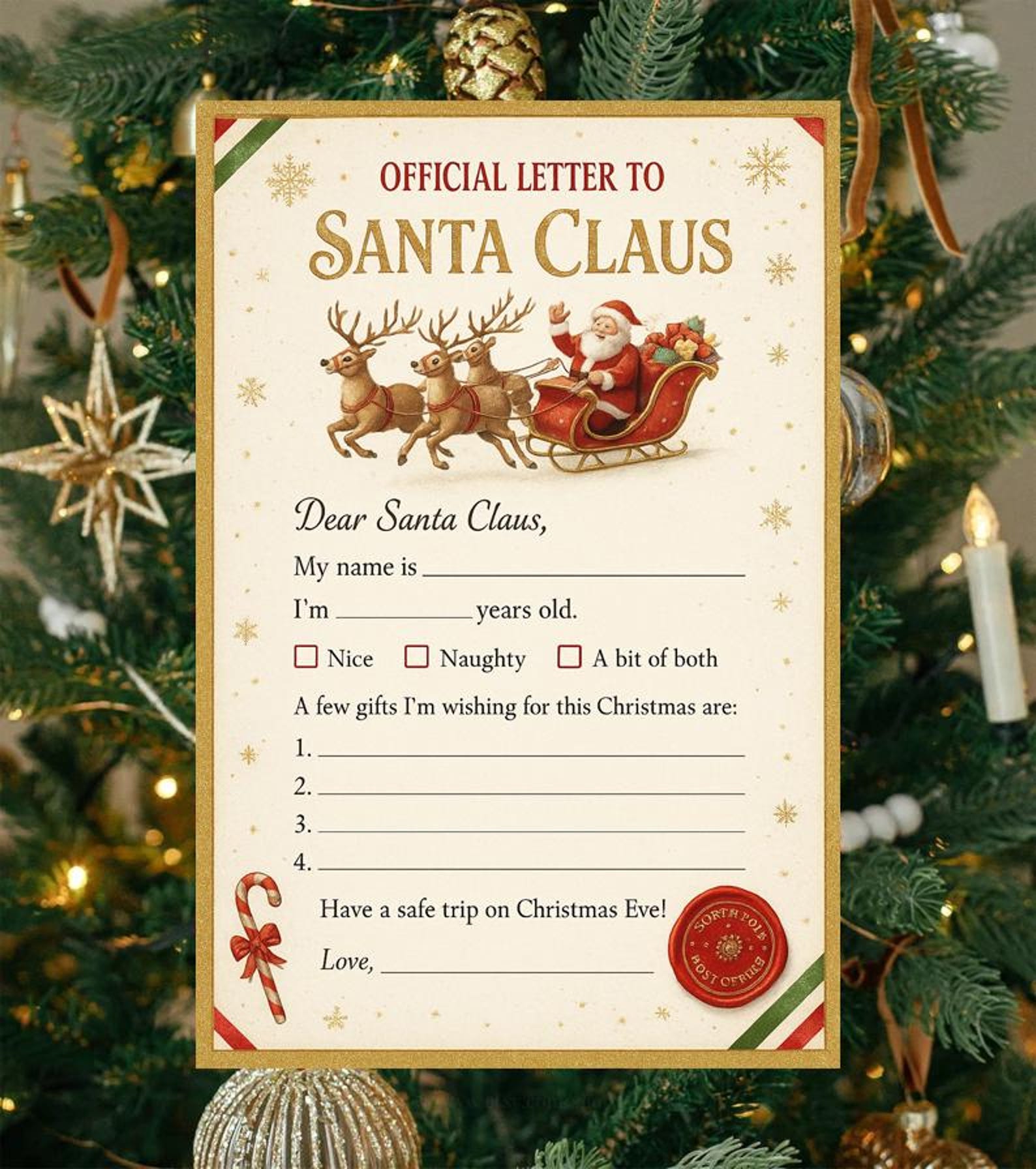Letter to Santa Printable Santa Wish List Letters Christmas Letter Easy ...
