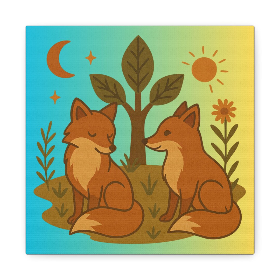 Boho Foxes Wall Art Printable | Whimsical Forest Animal Digital ...