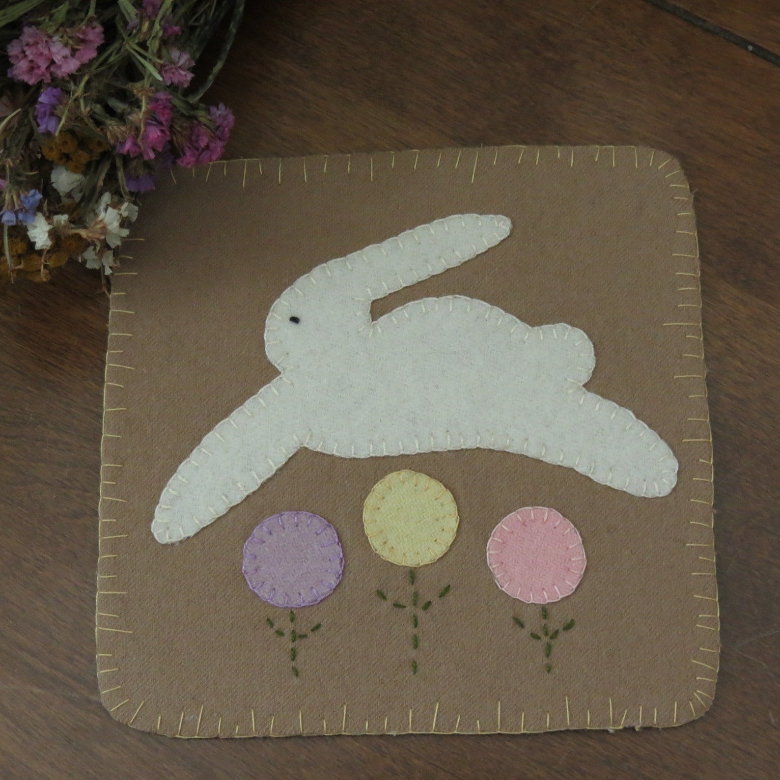 Bunny Hop Penny Rug - Easter Bunny Candle Mat - Etsy