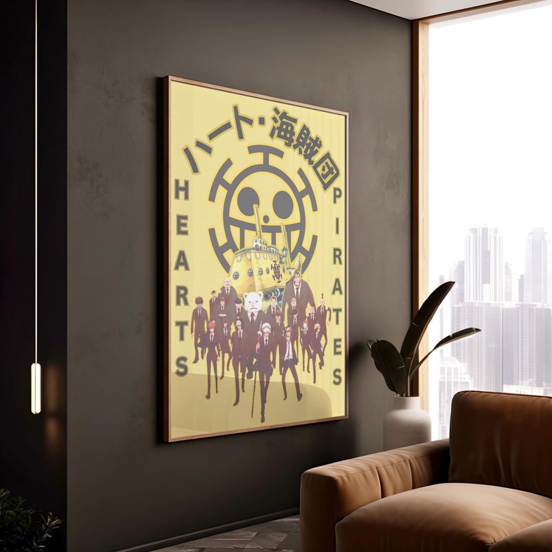One Piece Heart Pirates Poster PNG | Trafalgar Law Crew in Suits | A1 ...