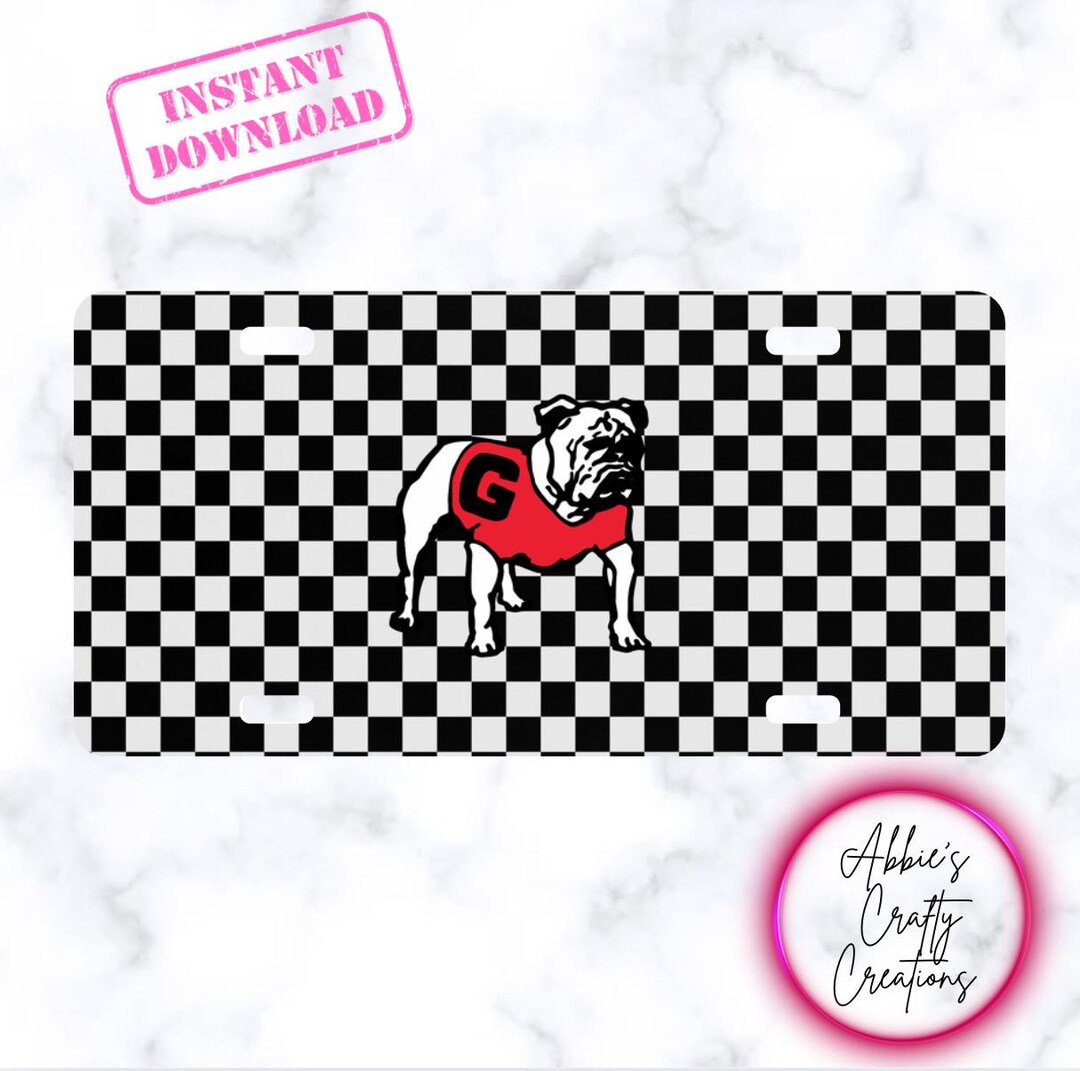 Checkered Georgia Bulldog License Plate PNG | Trendy | Checkered - Etsy
