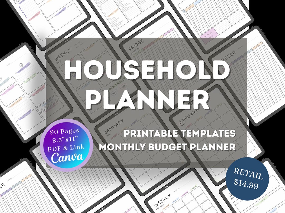 Editable Family Planner Printable: Household Organization Kit Canva ...